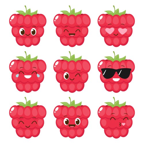 Cute happy red cherry character Royalty Free Vector Image