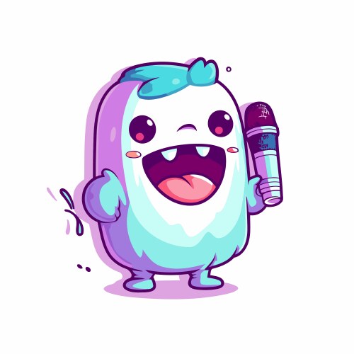 Cute kawaii microphone character Royalty Free Vector Image