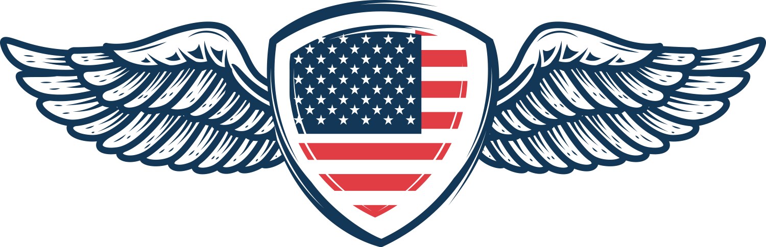 Emblem template with american flag and wings Vector Image