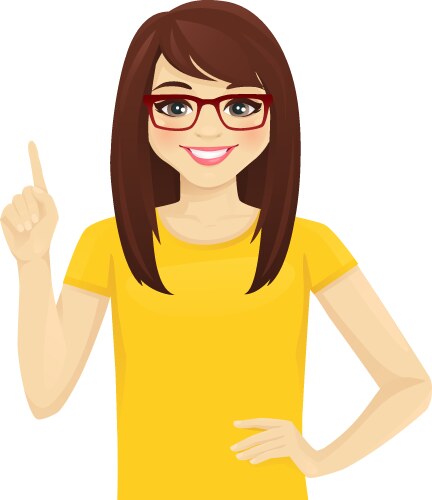 Young woman pointing away Royalty Free Vector Image