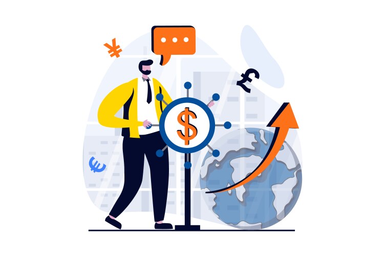 People with infographic economic impact Royalty Free Vector