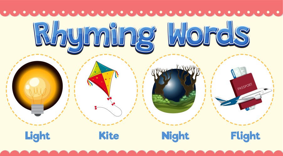 Rhyming words with images Royalty Free Vector Image