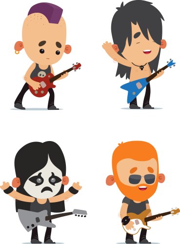 Rock musicians and singers isolated on white Vector Image