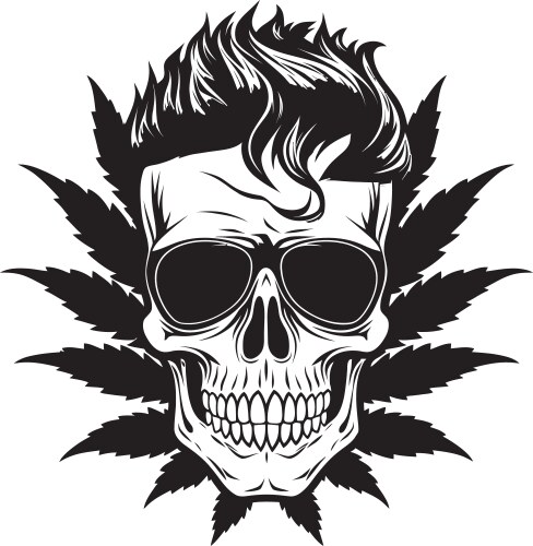 Mariabone logo cannabis leaf symbol skullscape Vector Image