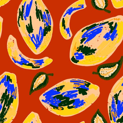 Texture mangoes tropical exotic pattern cartoon Vector Image