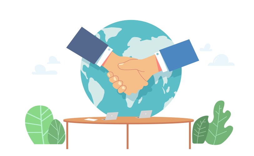 Hand drawn handshake international business Vector Image