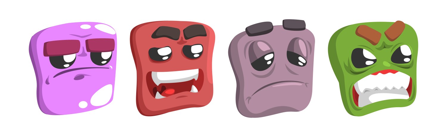 Cartoon square face with emotion expression Vector Image