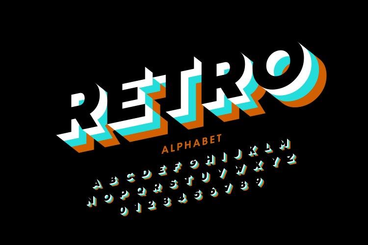Modern retro style font Royalty Free Vector Image