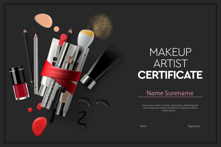 Certificate makeup school Royalty Free Vector Image