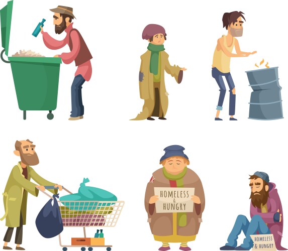 Free food donation and charity homeless people Vector Image