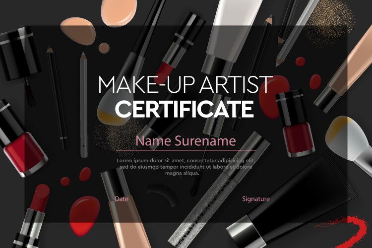Certificate makeup school Royalty Free Vector Image