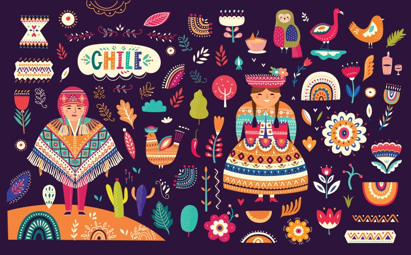 Chile collection Royalty Free Vector Image - VectorStock