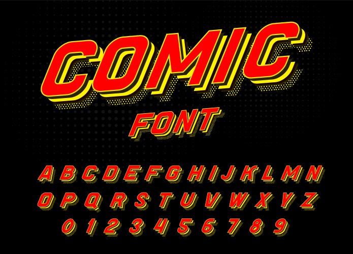 Comic font for posters pop art retro game Vector Image