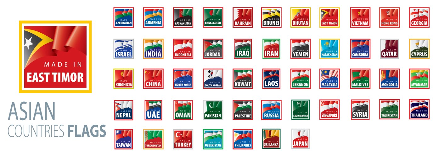 National flags asian countries Royalty Free Vector Image