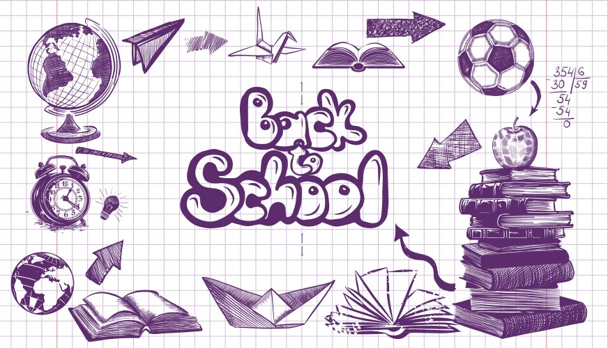 Welcome back to school horizontal banner doodle Vector Image