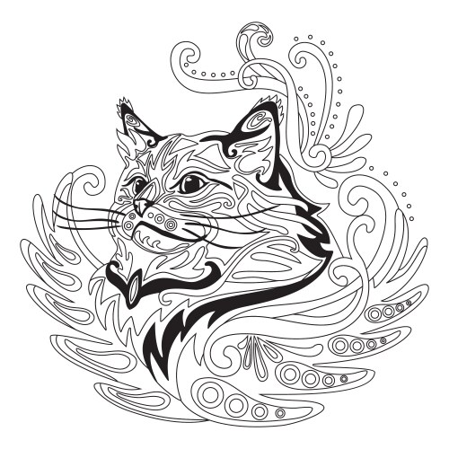 Colorful ornamental cat 5 Royalty Free Vector Image