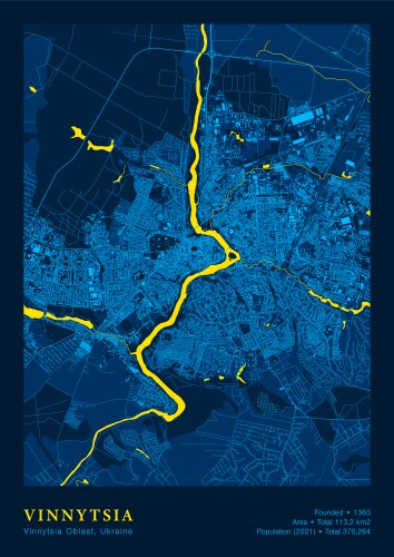 Uzhhorod map poster highly detailed Royalty Free Vector