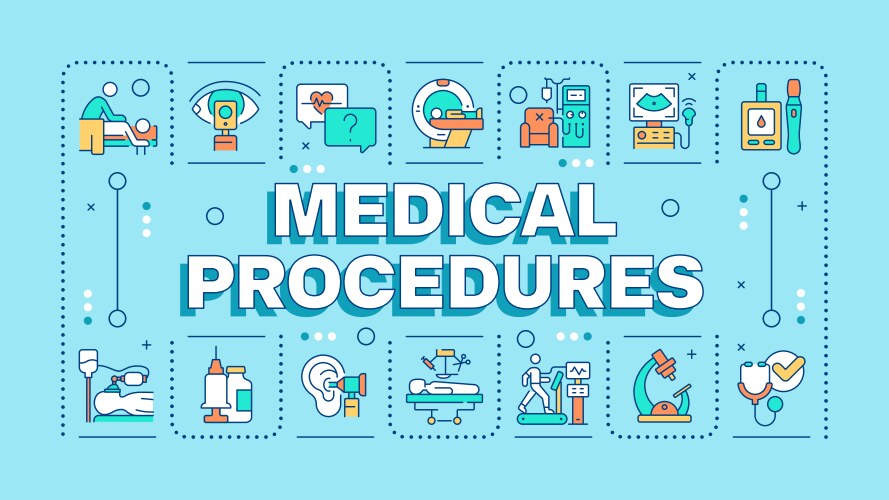 Medical procedures blue word concept Royalty Free Vector