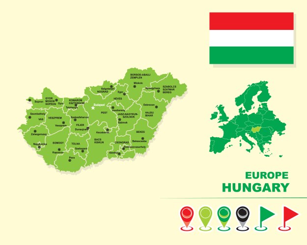 Hungary map Royalty Free Vector Image - VectorStock