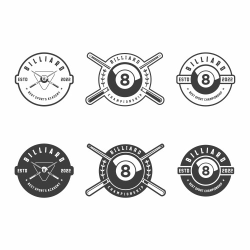 Billiards championship monochrome emblem Vector Image