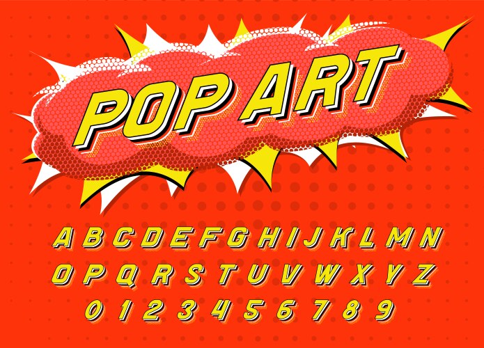 Comic font for posters pop art retro game Vector Image