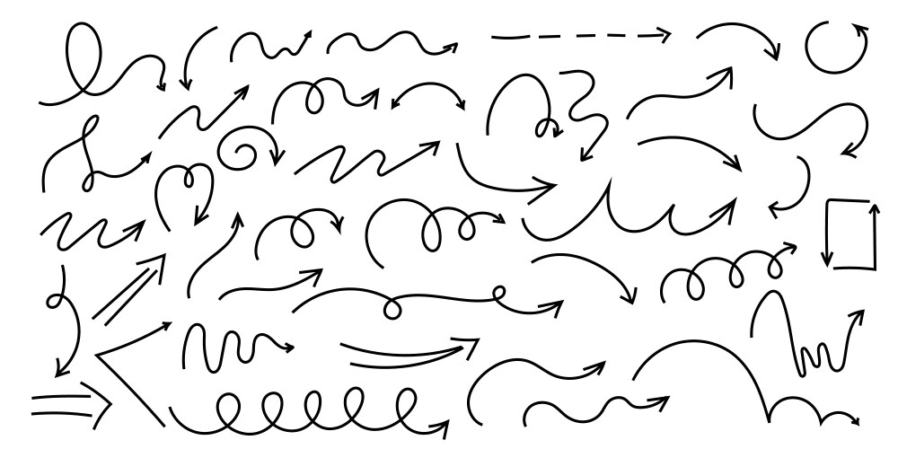 Spiral arrow doodle wavy twist minimal squiggly Vector Image