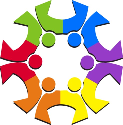 Teamwork group people working together logo Vector Image
