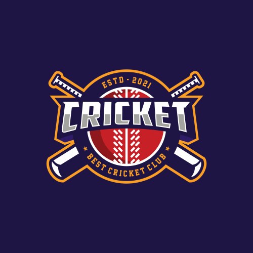 Cricket team logo template design Royalty Free Vector Image