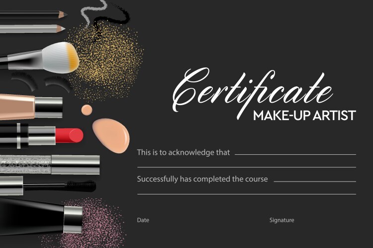 Certificate makeup school Royalty Free Vector Image