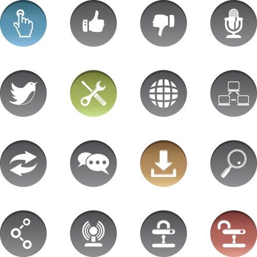 Web communication icons internet set Royalty Free Vector