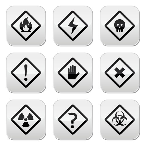 Danger risk warning modern traingle signs set Vector Image