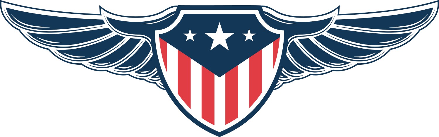 Emblem template with american flag and wings Vector Image