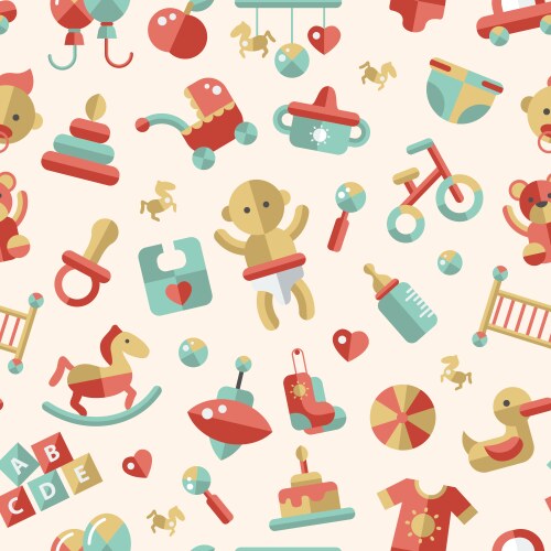 Set of flat design pastel cute baby icons Vector Image