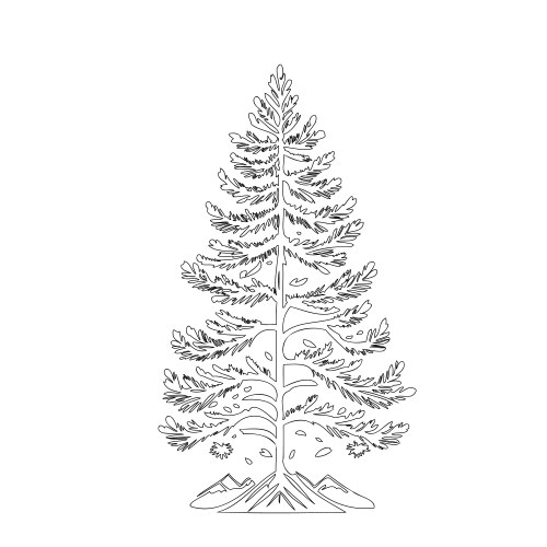 Pine tree nature outline sketch Royalty Free Vector Image