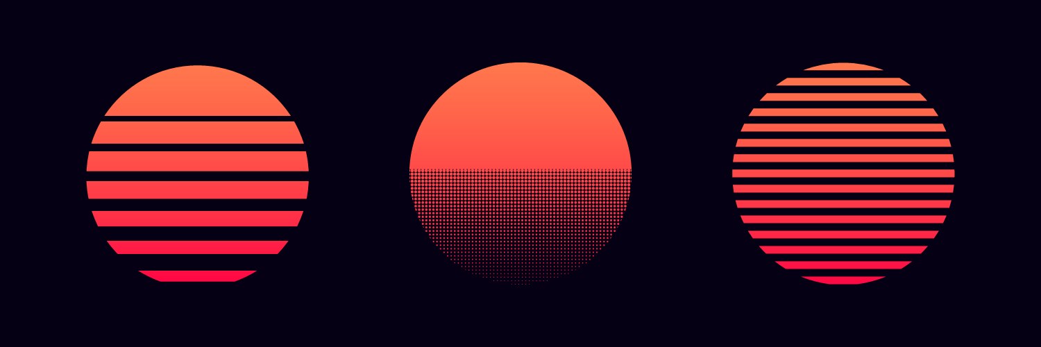 Retro sun logo circle old sunrise sunset Vector Image