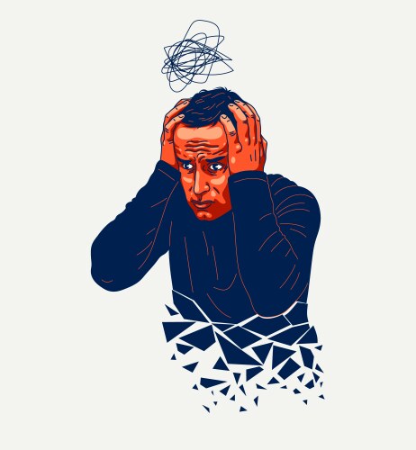 Young man feeling stressed and uncomfortable Vector Image
