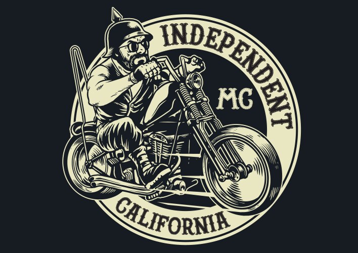 Chopper motorcycle emblem front view Royalty Free Vector