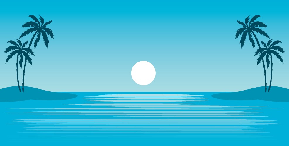 Tropical beach with palm trees Royalty Free Vector Image