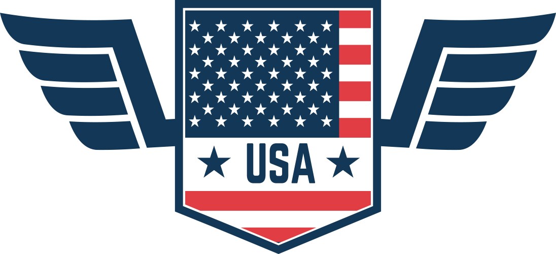 Emblem template with american flag and wings Vector Image