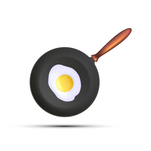 Frying pan with egg icon cartoon style Royalty Free Vector