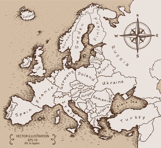 World Map with Compass Vector Images (over 19,000)