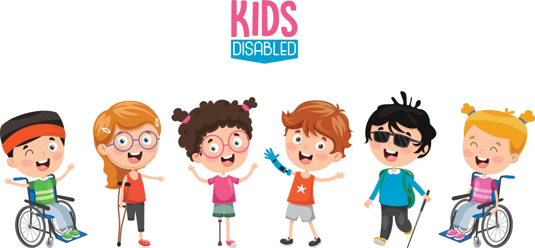 Kids disability concept disabled children Vector Image