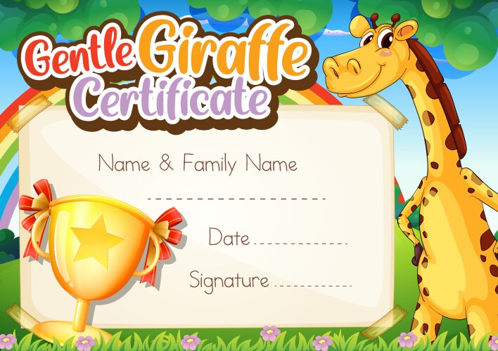 Certificate template with children and school bus Vector Image