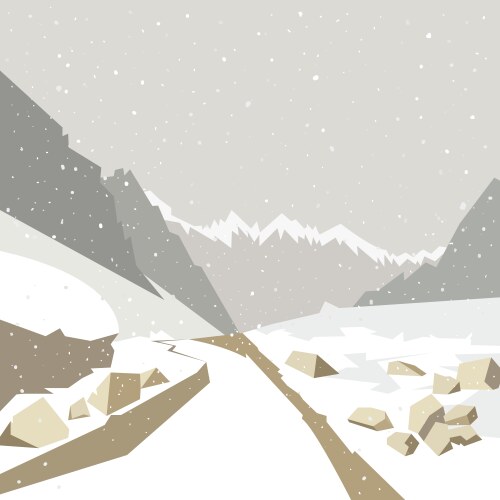 Winter skiing slope map snow forest trail walking Vector Image