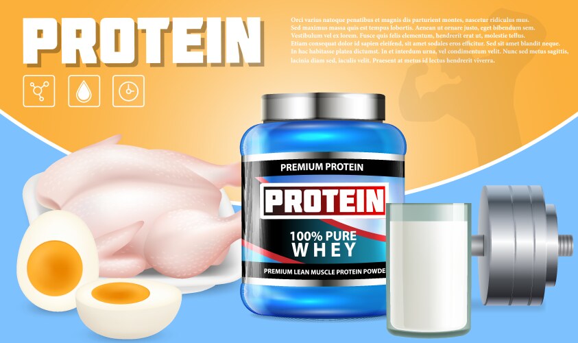 Protein powder tub design template Royalty Free Vector Image