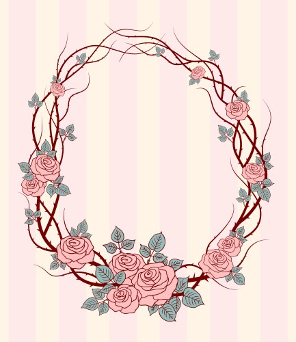 Pink leaf round frame Royalty Free Vector Image
