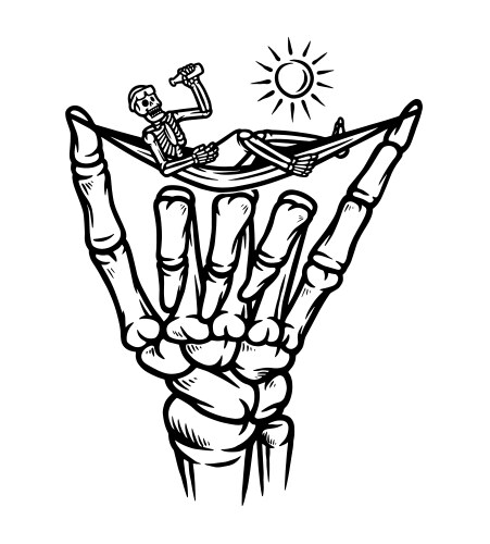 Human and skeleton hands bony arm drawn engraved Vector Image