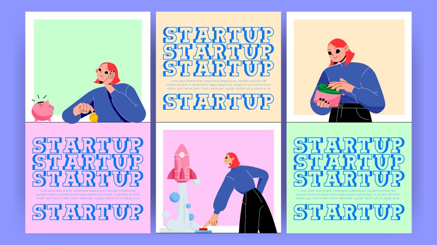 Start up boost new business posters Royalty Free Vector