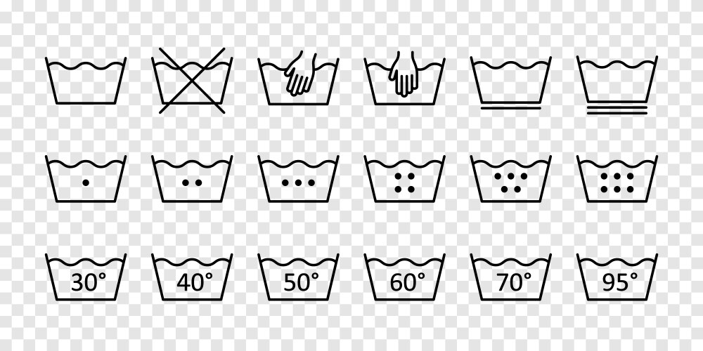 Main laundry wash symbols icons set expand paths Vector Image