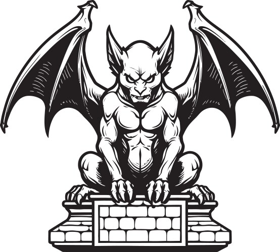 Stonework guardian art depicting gargoyle full Vector Image